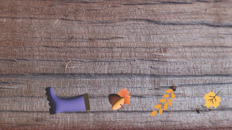 Motion Graphics with Autumn Elements Design on the Wood Texture Screen Stock Footage - Video of ...