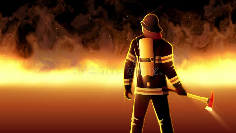 Silhouette Firefighter Back View Stock Video - Video of hazardous ...
