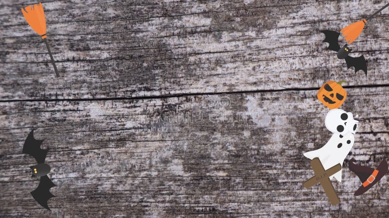 Motion Graphics with Halloween Elements Designs on the Wood Texture ...