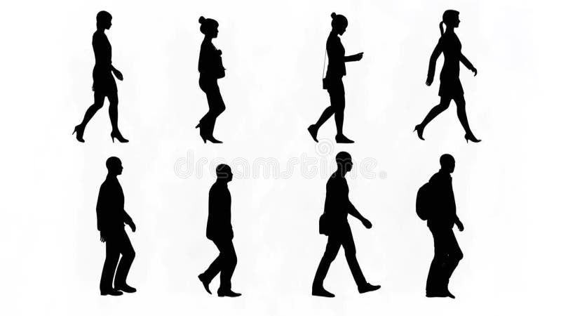 Motion Graphics Set of People Walking in Silhouette Stock Footage ...