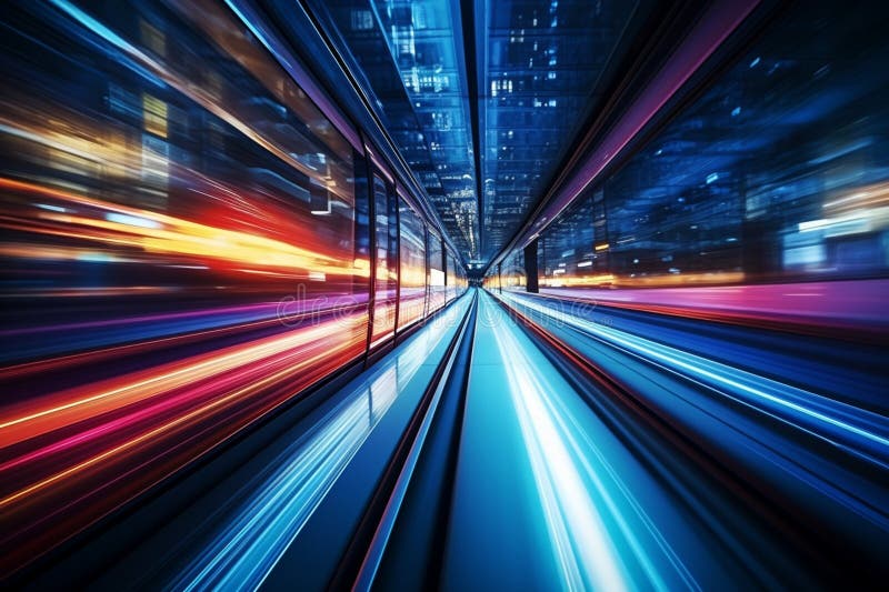 Motion Light Trails on an MRT Track, a High-speed Abstract. Stock ...