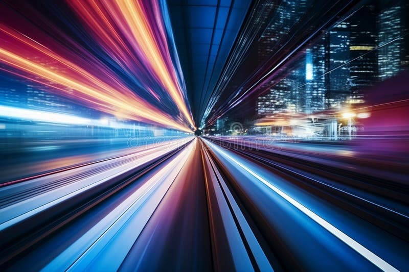 Motion Light Trails on an MRT Track, a High-speed Abstract. Stock ...