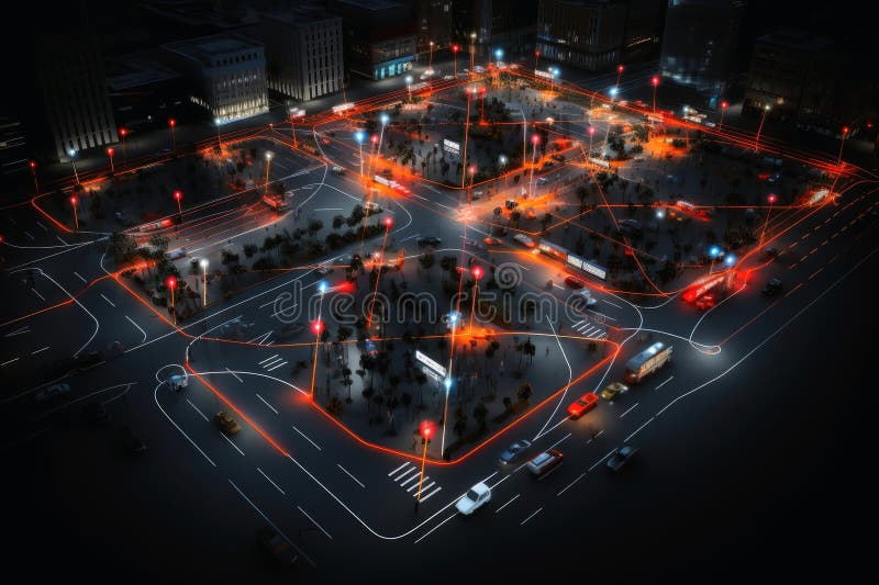 A Motion Map of a Crossing with a Lot of Traffic Stock Illustration ...