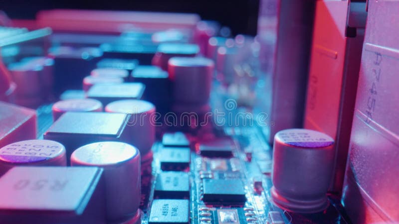 Motion Over Pc Motherboard with Chips and Components Stock Footage ...