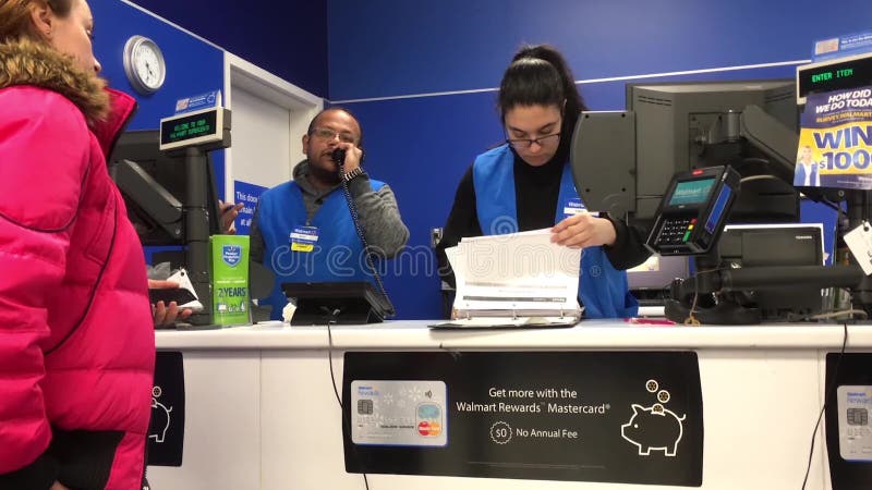 Motion of People Returning Items at Customer Service Counter Stock ...