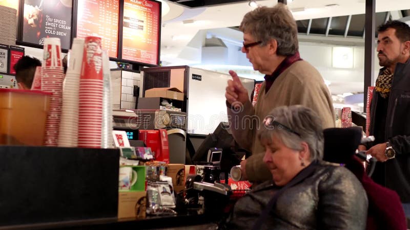 Motion of People Ordering Coffee at Check Out Counter Stock Video ...