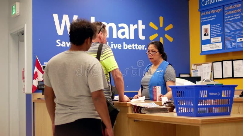 Motion of People Returning Goods at Customer Service Counter Stock ...