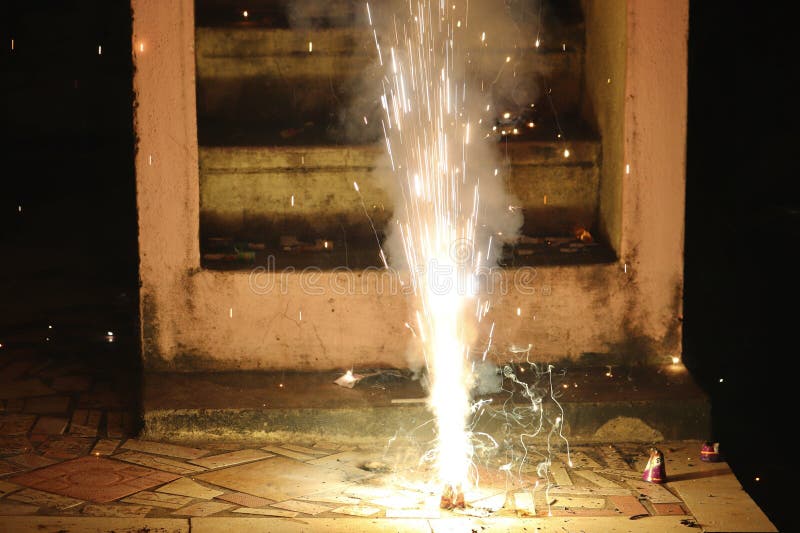 Motion Picture of a Flower Pot Sparkling at Night Stock Image - Image ...