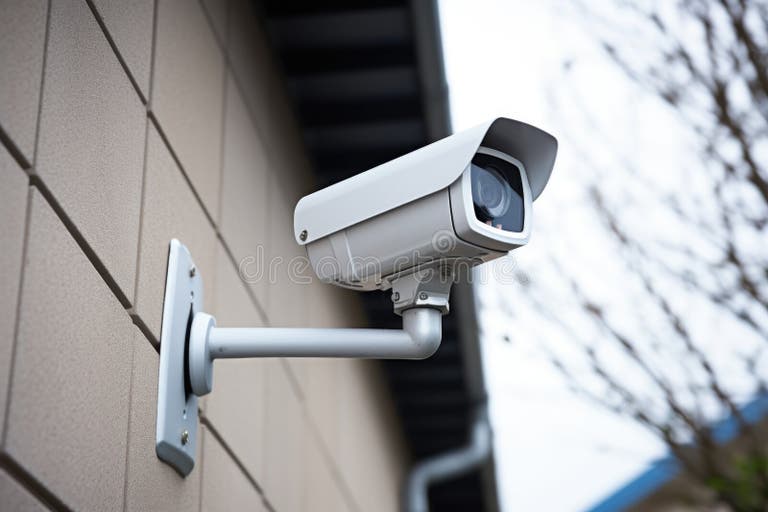 A Motion Sensor Camera Mounted on an Exterior Wall Stock Illustration ...