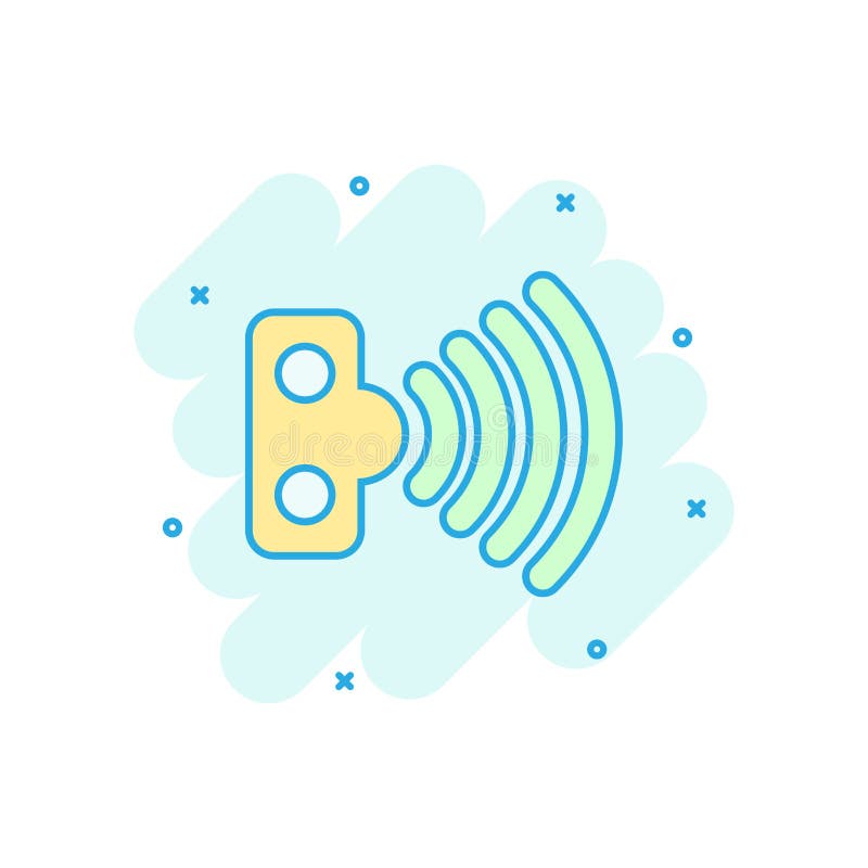 Motion Sensor Icon in Comic Style. Sensor Waves Vector Cartoon ...