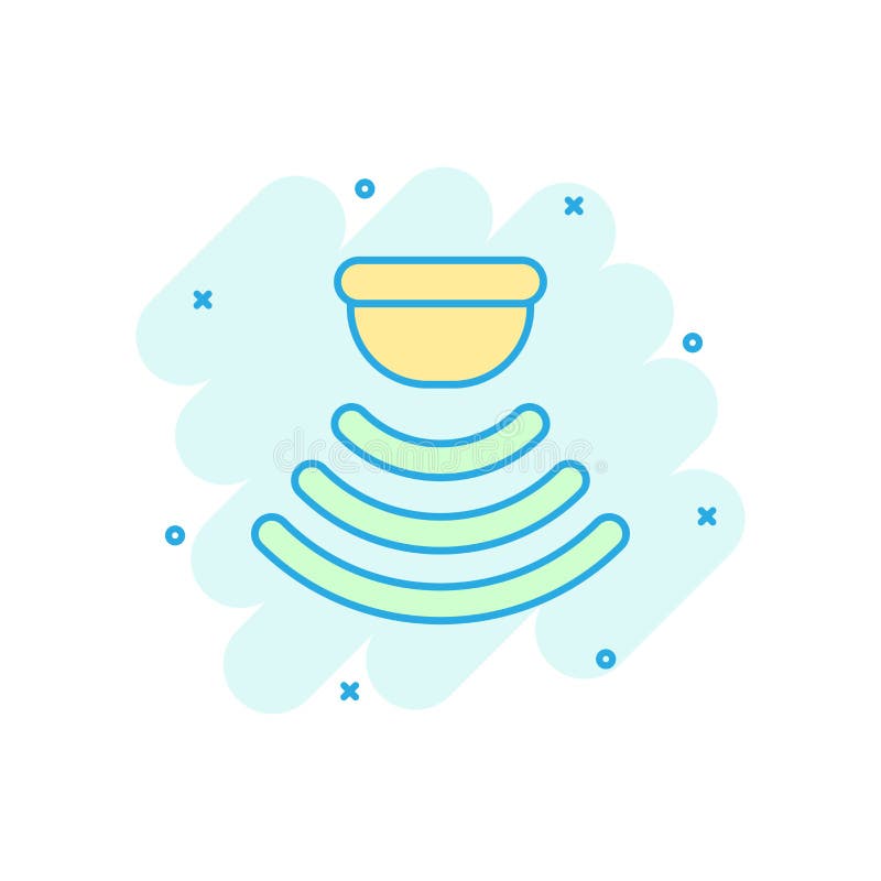 Motion Sensor Icon in Comic Style. Sensor Waves Vector Cartoon ...