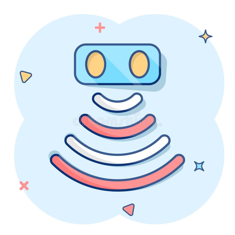 Motion Sensor Icon in Comic Style. Sensor Waves Vector Cartoon ...