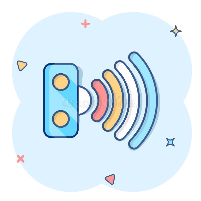 Motion Sensor Icon in Comic Style. Sensor Waves Vector Cartoon ...