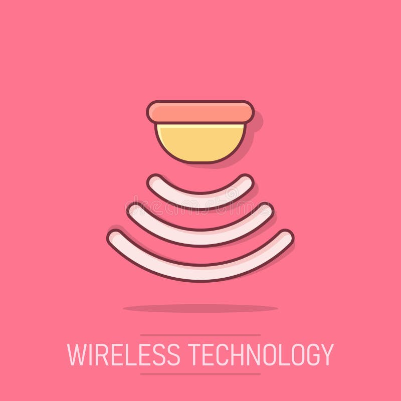 Motion Sensor Icon in Comic Style. Sensor Waves Vector Cartoon ...