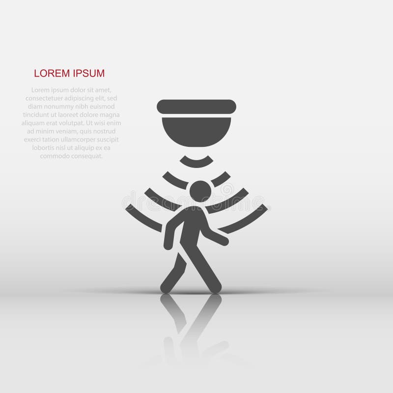 Motion Sensor Icon in Flat Style. Sensor Waves with Man Vector ...