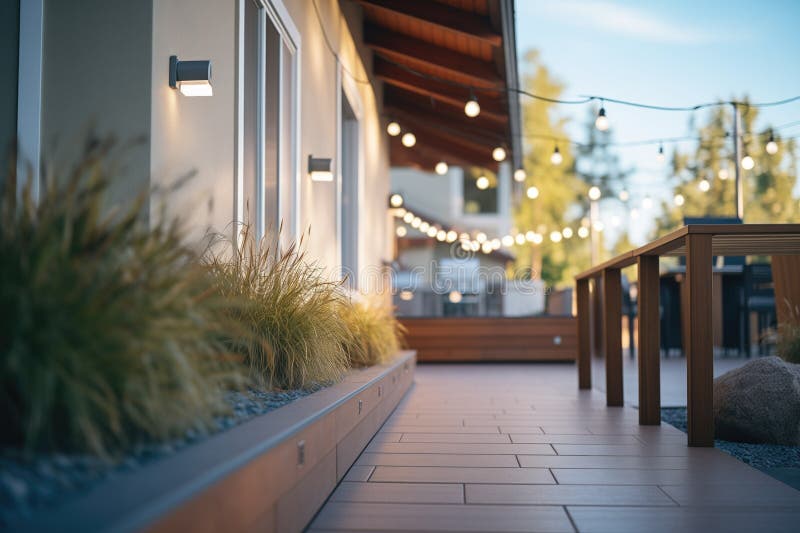 Motion Sensor Led Lights Along a Smart House Pathway Stock Image ...