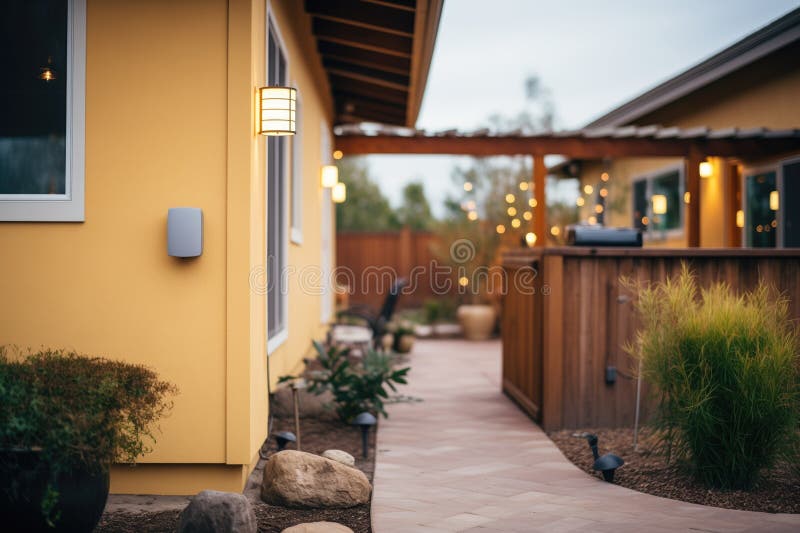 Motion Sensor Led Lights Along a Smart House Pathway Stock Image ...