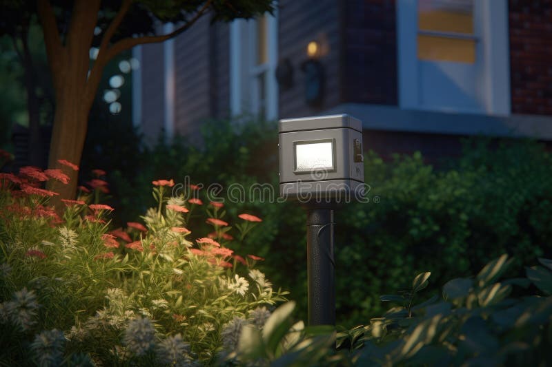 Motion Sensor with Light Detector on House Wall Stock Illustration ...