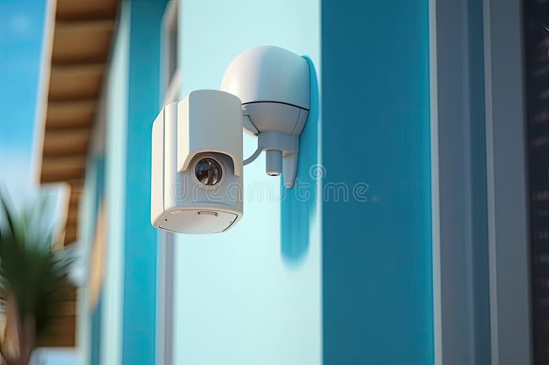 Motion Sensor with Light Detector on House Wall Stock Illustration ...