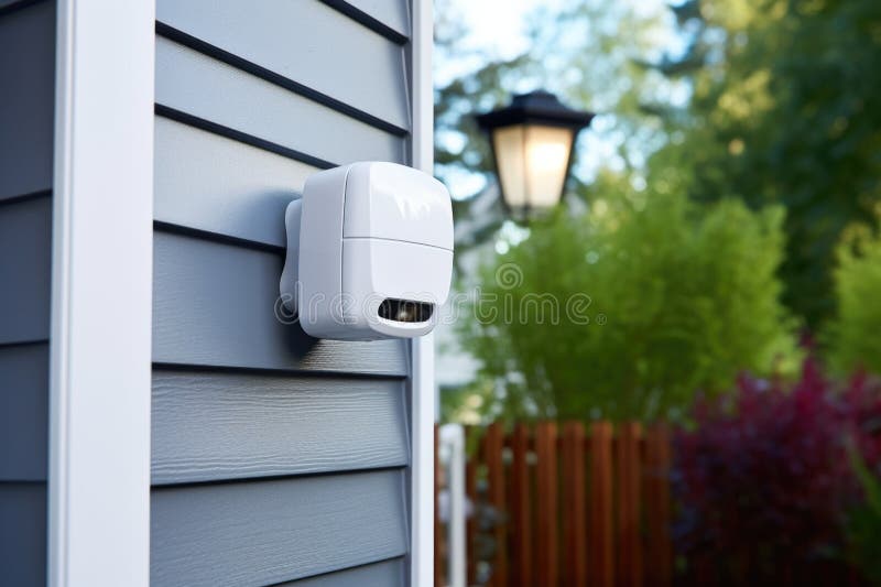 Motion Sensor Mounted on a Home Wall Stock Photo - Image of system ...