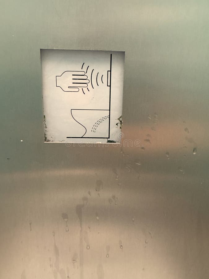 Motion Sensor Toilet Flush Indicator Stock Photo - Image of empty ...