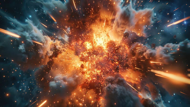 Motion Shot of Explosion Planets or Blasting Rocks Surrounded Space ...