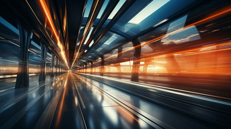Motion Speed Blur in Tunnels. Generative AI. Stock Illustration ...