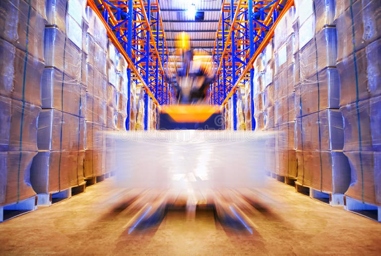 Motion Speed of Workers Loading a Package Boxes Pallets at Warehouse ...