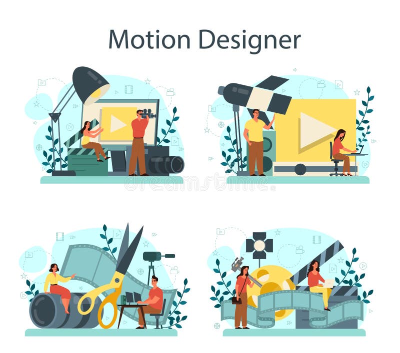 Motion or Video Designer Set. Artist Create Computer Animation Stock ...