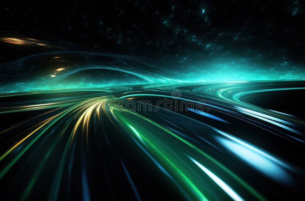 Motionblue Light Streaks in Space with Image Light Bending, Stock ...