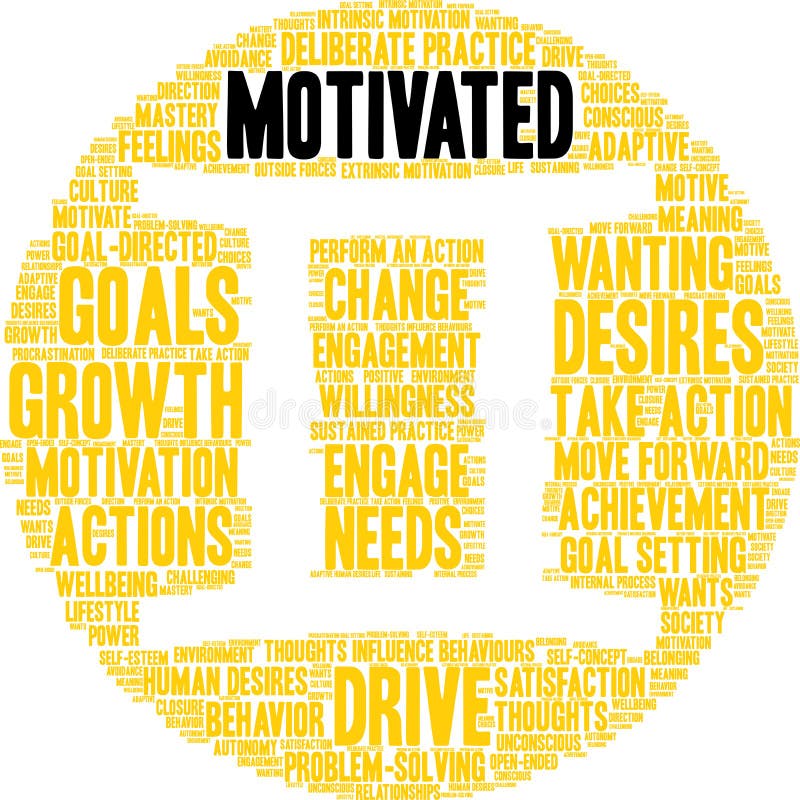 Motivated Word Cloud stock vector. Illustration of feelings - 211016796