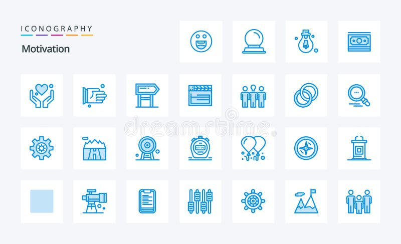 25 Motivation Blue Icon Pack Stock Vector - Illustration of coach ...