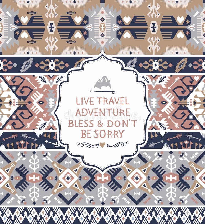 Motivation Card with Tribal Seamless Pattern Stock Vector ...