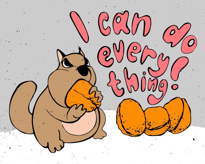 Motivation Cartoon Concept - Angry Hamster I Can Do Everything Stock ...