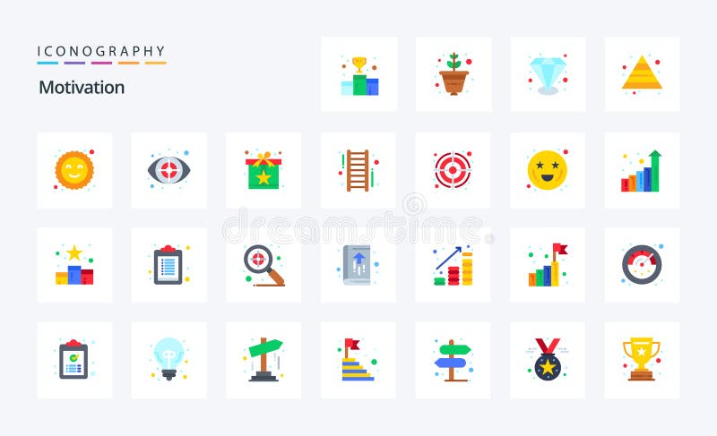 25 Motivation Flat Color Icon Pack Stock Vector - Illustration of ...