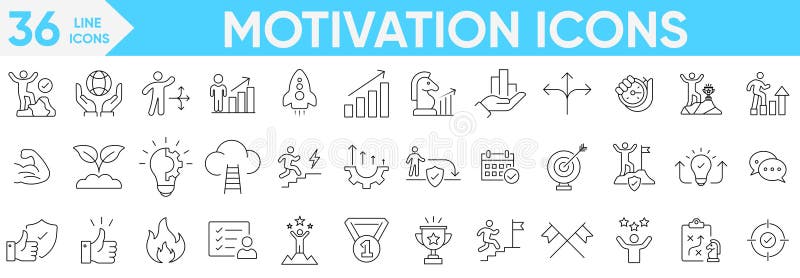 Motivation Icon Set.Successful Business, Growth, Positive Mindset ...