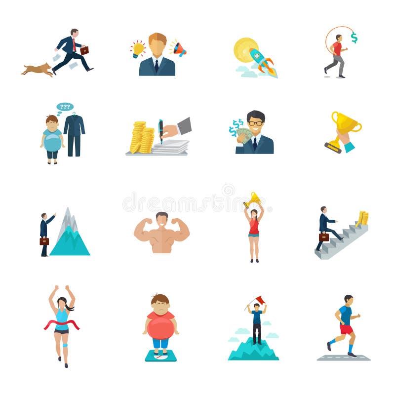Motivation Icons Flat stock vector. Illustration of competition - 210413367
