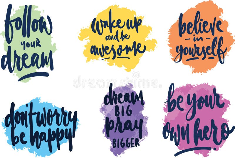 Motivation Lettering Design Set Hand Drawn Stock Vector - Illustration ...