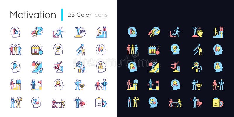Motivation Light and Dark Theme RGB Color Icons Set Stock Vector ... Motivation Light and Dark Theme RGB Color Icons Set Stock Vector ...
