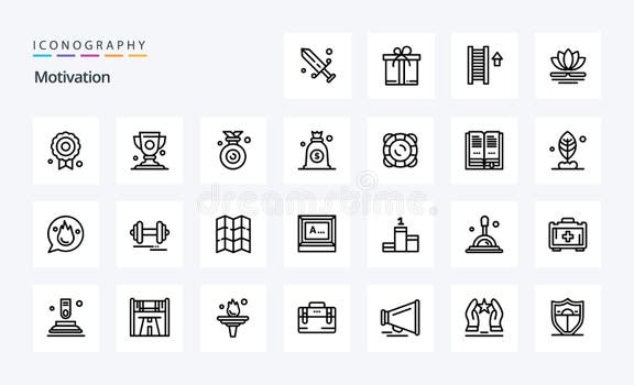 25 Motivation Line Icon Pack Stock Vector - Illustration of achievement ...