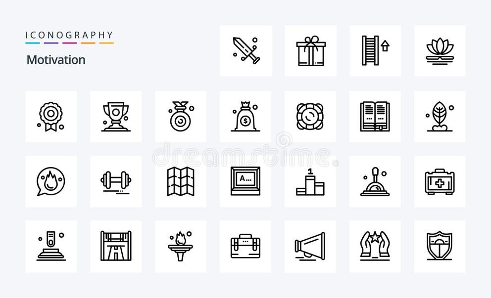 25 Motivation Line Icon Pack Stock Vector - Illustration of achievement ...