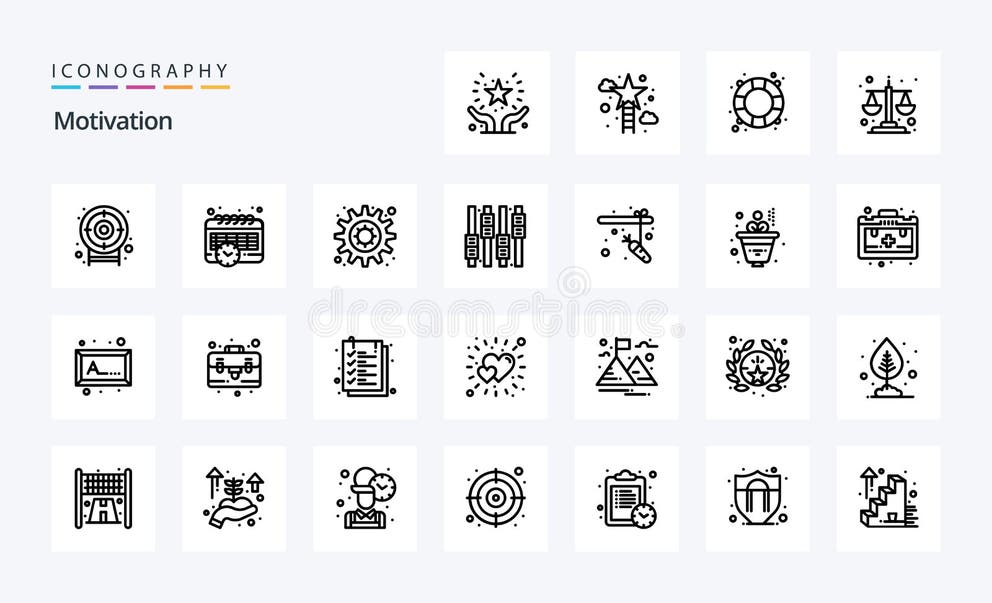 25 Motivation Line Icon Pack Stock Vector - Illustration of document ...