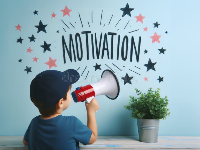 Motivation Message, Child Using Megaphone Stock Illustration ...