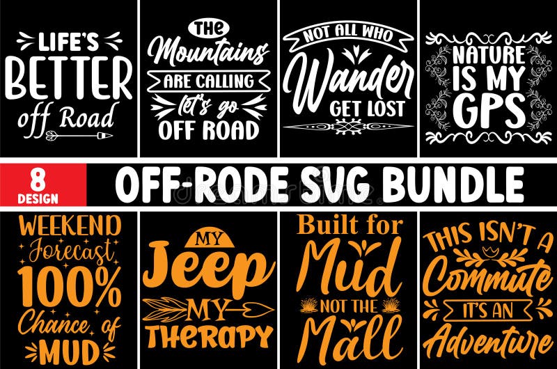Motivation Off Road Typography Pack Svg Bundle Element Colorful T-shirt ...