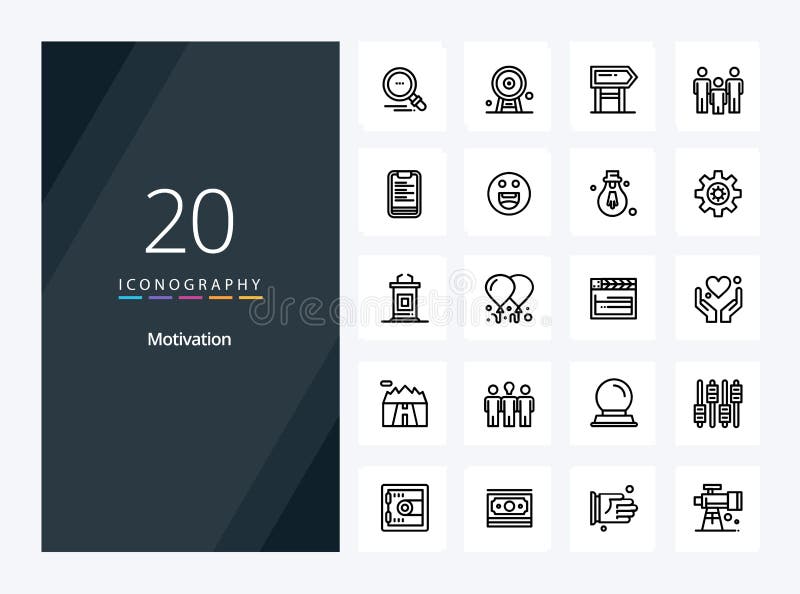 20 Motivation Outline Icon for Presentation Stock Vector - Illustration ...