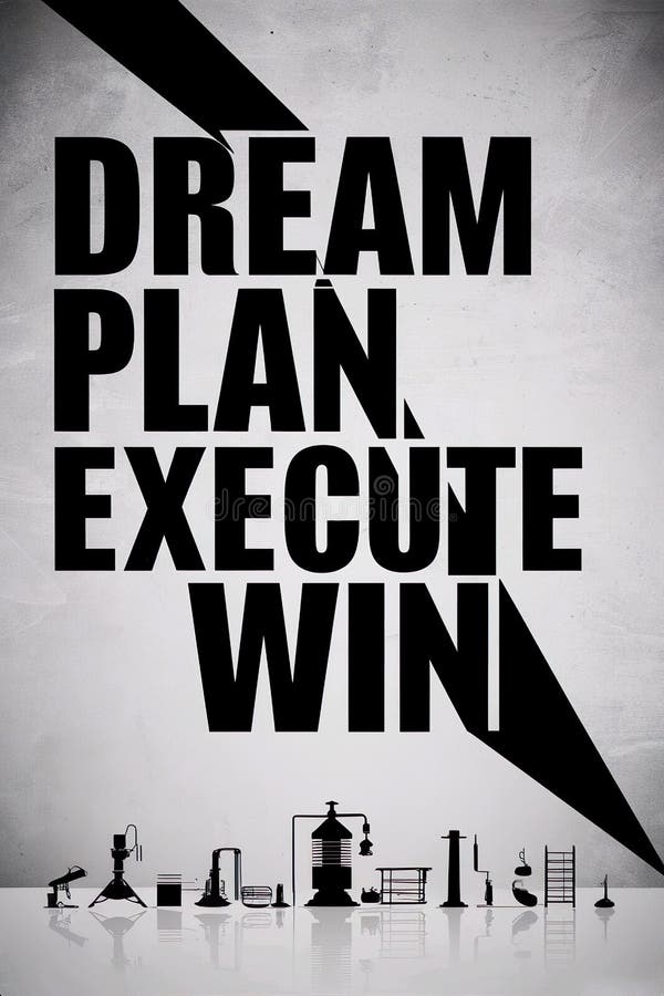 A Motivation Poster that Says "Dream Plan Execute Win" for Wall Art Print Stock Illustration ...