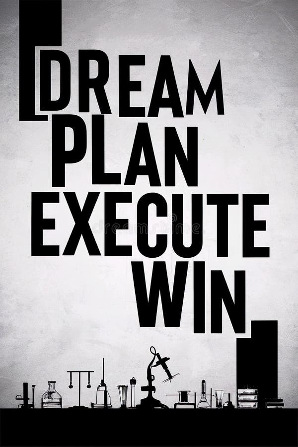 A Motivation Poster that Says "Dream Plan Execute Win" for Wall Art Print Stock Illustration ...