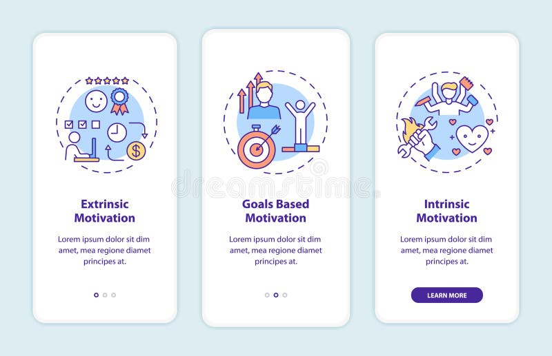 Motivation Types Onboarding Mobile App Page Screen with Concepts Stock ... Motivation Types Onboarding Mobile App Page Screen with Concepts Stock ...