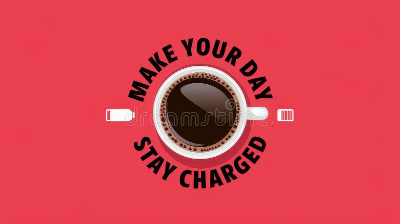 Motivational Coffee Cup Illustration with "Make Your Day" Message Stock ...