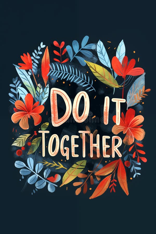 Motivational Do it Together Quote with Floral Frame and Decorative ...